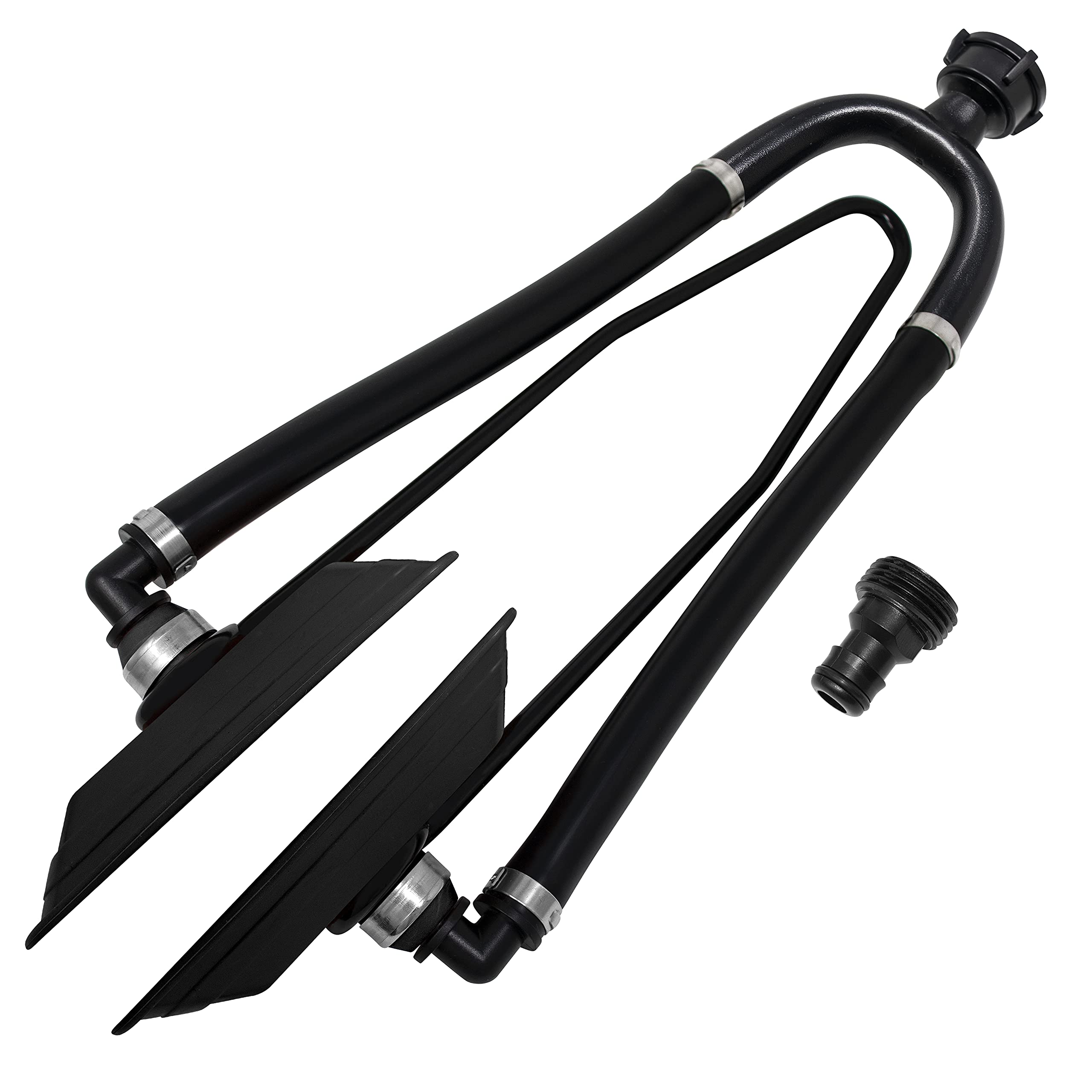 Seaworks Dual Feed Muff Style Boat Motor Flusher | Use for Antifreeze Winterization or Common Water Flush | 5/8 Inch Standard Garden Hose Connection (Black)