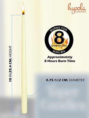 12 Pack Tall Taper Candles - 10 Inch Ivory Dripless, Unscented Dinner Candle - Paraffin Wax with Cotton Wicks - 8 Hour Burn Time