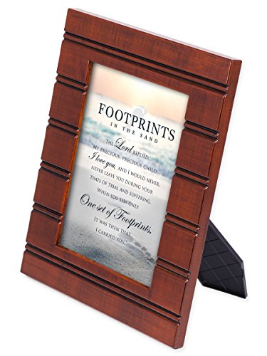 Cottage Garden Footprints in The Sand Wood Finish 8 x 10 Sentimental Framed Art Plaque - Holds 5x7 Photo