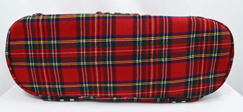 Lost Queen Red Royal Stewart tartan Plaid Punk Rock Purse with Handcuff Skull Charm, Large
