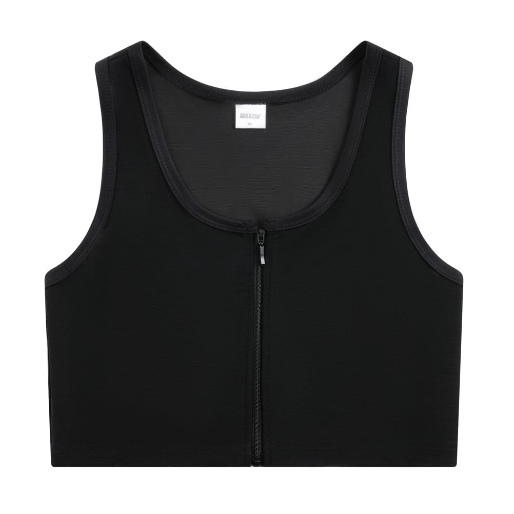 JARAZIN FTM Chest Binder for Women Transgender Binder Bra Chest Breast Binder Trans (Large, Black)