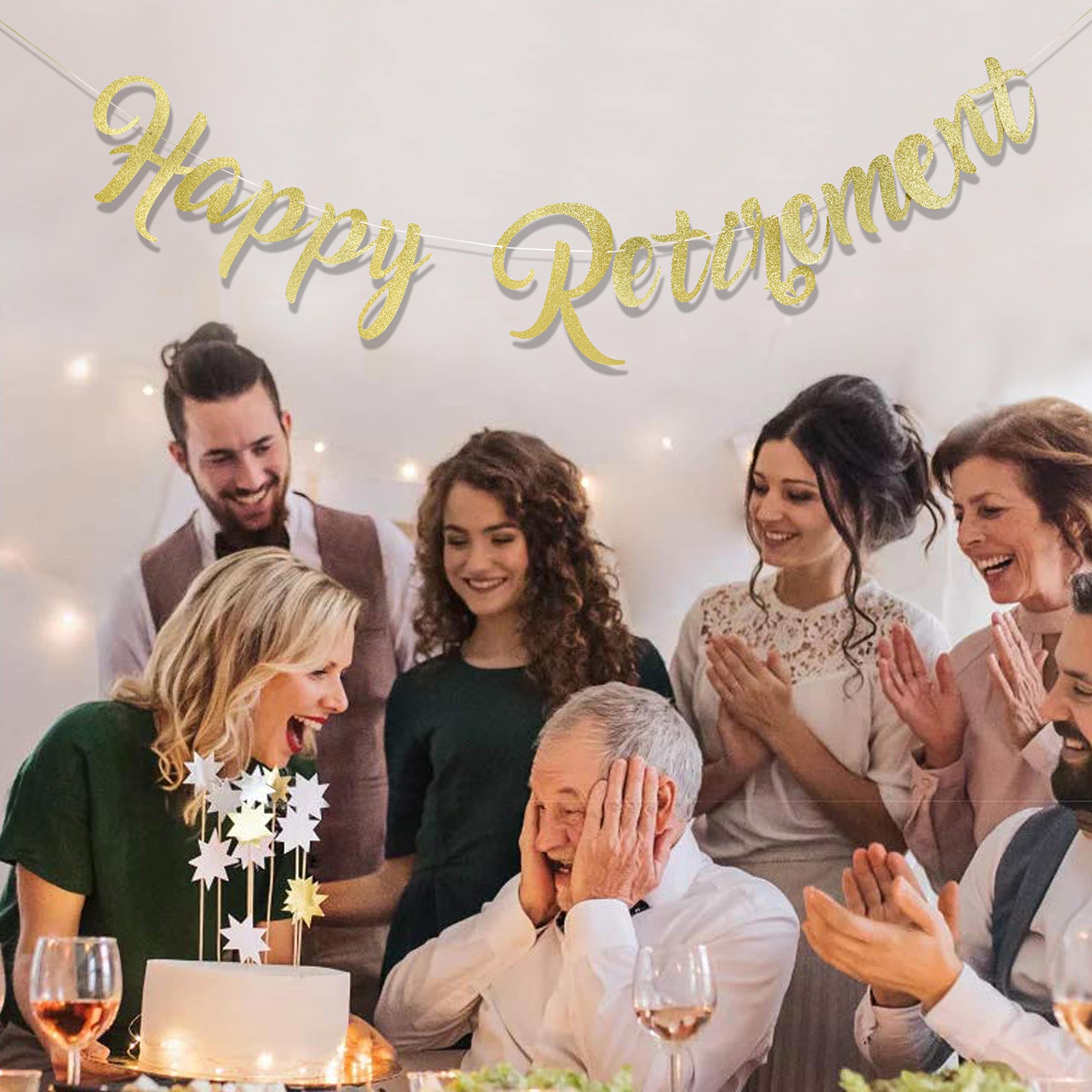 Happy Retirement Banner - Retirement Party Decorations,retirement Banner,happy Retirement Sign,glitter Banner Retirement Decor,office Work Party