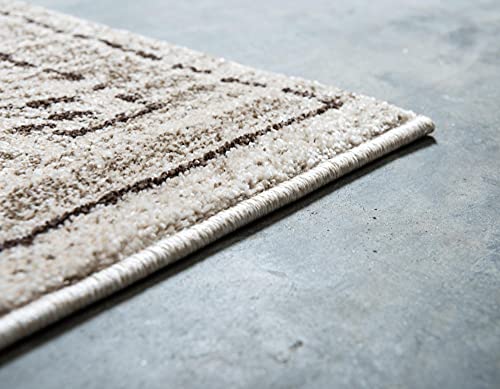 Unique Loom La Jolla Collection Botanical, Contemporary, Traditional, Rustic, Border Area Rug, 9 x 12 ft, Ivory/Brown