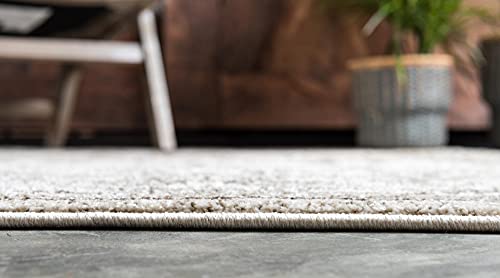 Unique Loom La Jolla Collection Botanical, Contemporary, Traditional, Rustic, Border Area Rug, 9 x 12 ft, Ivory/Brown