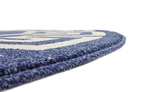 Unique Loom Athens Collection Classic Geometric Modern Border Design Area Rug, Round 8' 0" x 8' 0", Navy Blue/Beige