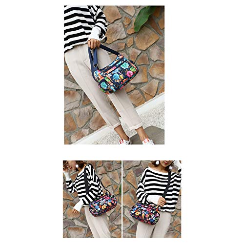 NOTAG Crossbody Bags for Women Nylon Shoulder Bag Floral Multi-Pocket Purses and Handbags (CH)