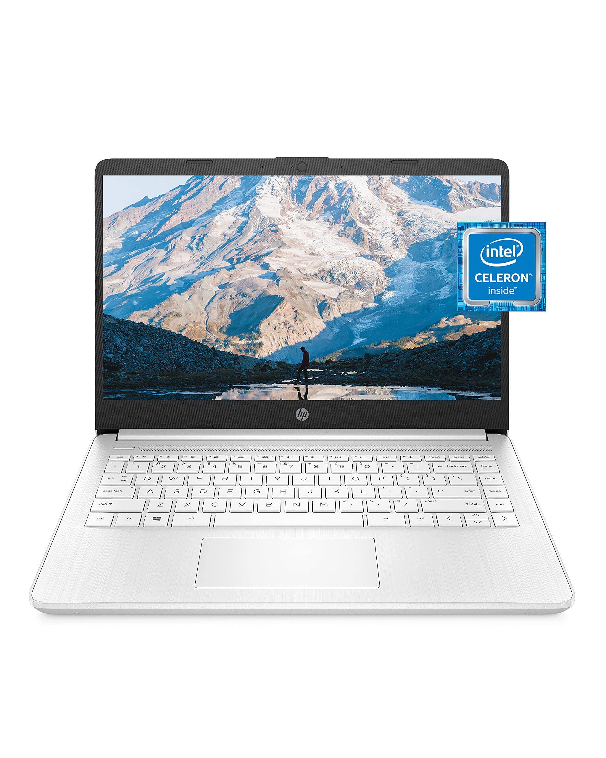 HP 14 Laptop, Intel Celeron N4020, 4 GB RAM, 64 GB Storage, 14-inch Micro-edge HD Display, Windows 10 Home, Thin & Portable, 4K Graphics, One Year of Microsoft 365 (14-dq0040nr, 2021, Snowflake White)