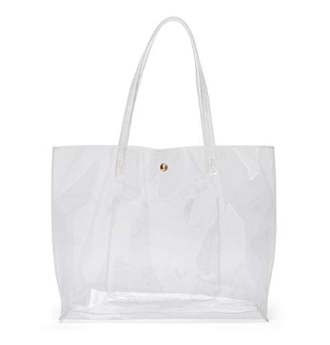 Dreubea Women's Soft Clear PVC Tote Shoulder Bag from, Big Capacity Handbag Clear