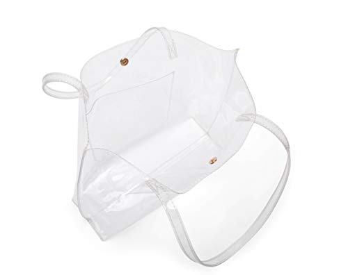 Dreubea Women's Soft Clear PVC Tote Shoulder Bag from, Big Capacity Handbag Clear