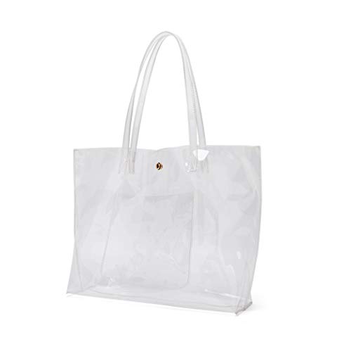 Dreubea Women's Soft Clear PVC Tote Shoulder Bag from, Big Capacity Handbag Clear