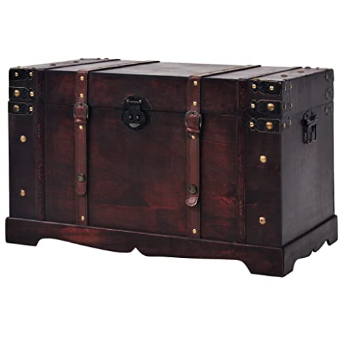 vidaXL Vintage Treasure Chest Home Indoor Bedroom Living Room Wooden Storage Trunk Organizer Box Side Stand Treasure Chest Furniture Wood