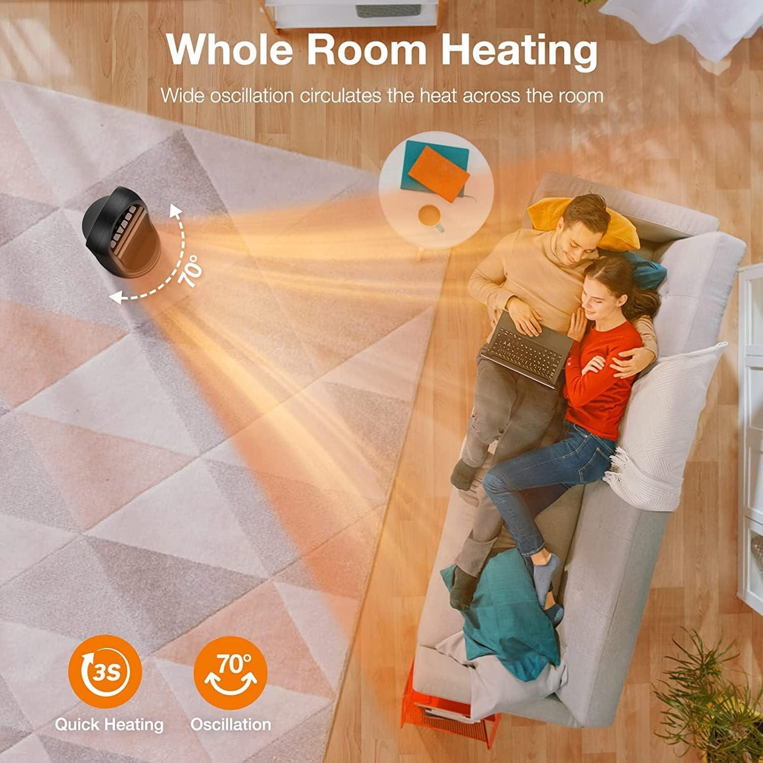 GiveBest 22'' Portable Tower Space Heater 1500W Ceramic Oscillating Electric Room Heater, 3 Modes, Remote Control, with Thermostat and Timer, Overheat & Tip-Over Protection for Bedroom, Office, Indoor