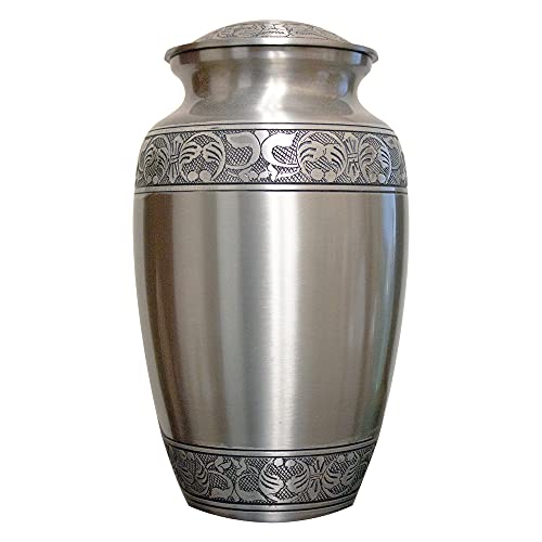 Customized Pewter Funeral Cremation Urn, Adult Size with Personalization
