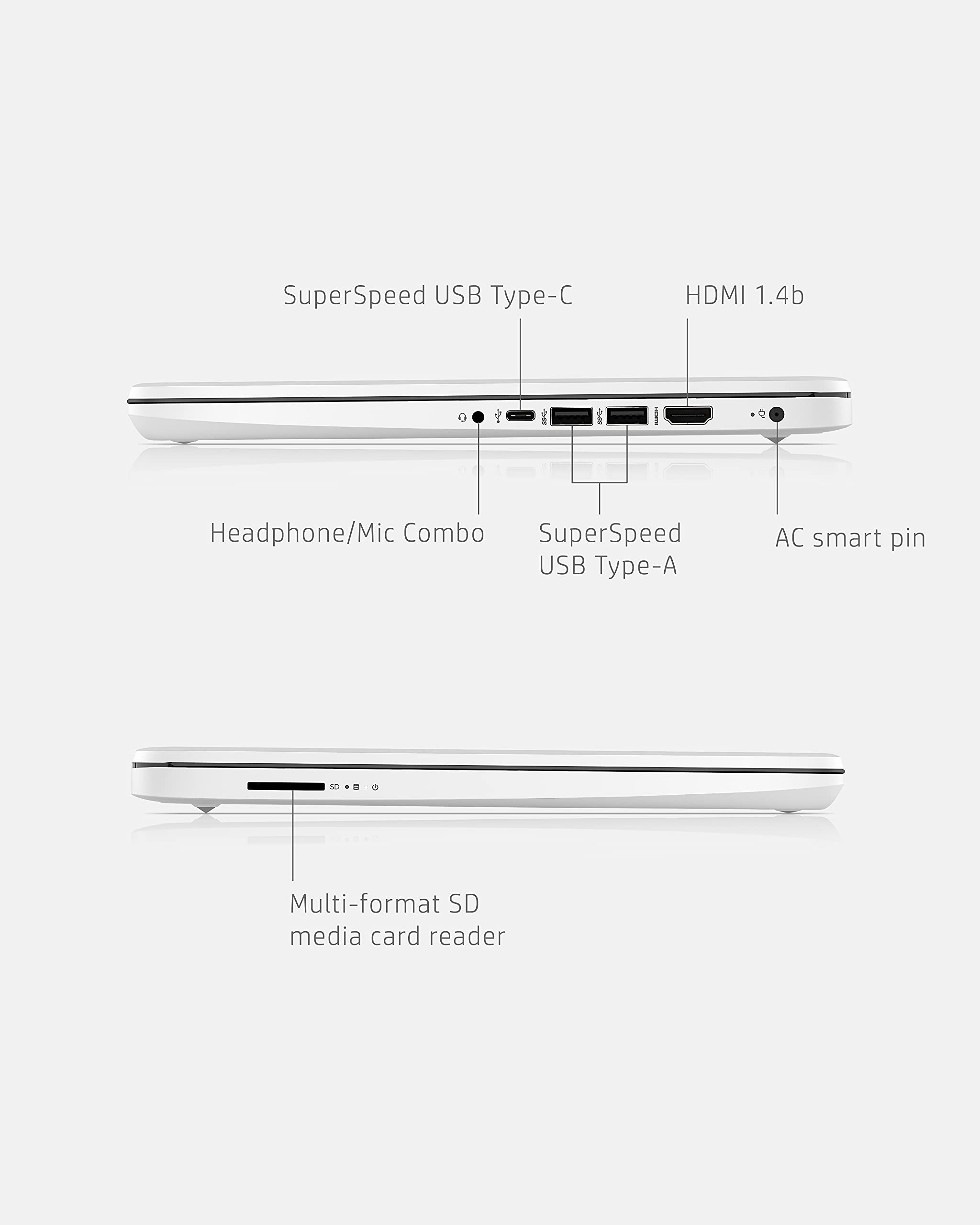 HP 14 Laptop, Intel Celeron N4020, 4 GB RAM, 64 GB Storage, 14-inch Micro-edge HD Display, Windows 10 Home, Thin & Portable, 4K Graphics, One Year of Microsoft 365 (14-dq0040nr, 2021, Snowflake White)