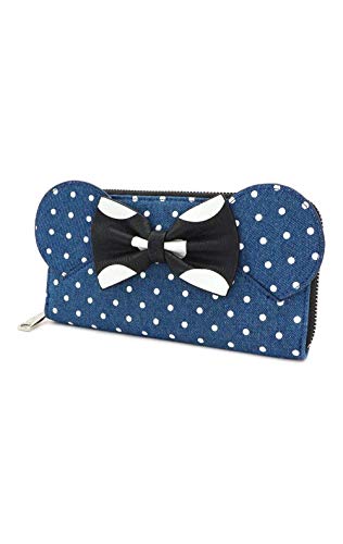 Loungefly x Disney Minnie Mouse Denim Polka Dot Zip-Around Wallet