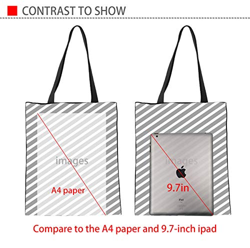 HUGS IDEA Women's Top Handle Bag Cartoon Kawaii Dachshund Dog Heart Printed Cotton Canvas Grocery Totes Beach Handbags for Teens