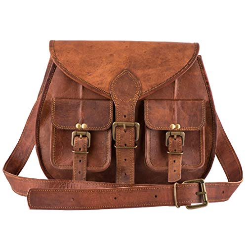 HB Handmade Crossbody Shoulder Bag Women Vintage Style Genuine Leather Purse 14" x 10"