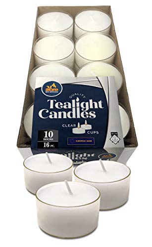 Ner Mitzvah Tea Light Candles - 16 Pack - White Unscented Tealight Candles - Long Burning - 10 Hours