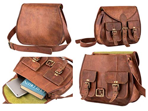 HB Handmade Crossbody Shoulder Bag Women Vintage Style Genuine Leather Purse 14" x 10"