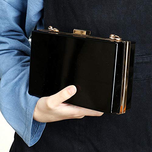 Women Cute Clear Acrylic Box Clutch Bag Transparent Approved Crossbody Purse Evening Bag Shoulder Clutch (Black)