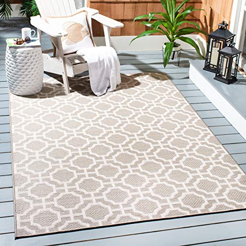 SAFAVIEH Lakeside Collection 5'3' x 7'7' Beige/Taupe LAK247B Indoor/ Outdoor Non-Shedding Easy scrubbing Patio Backyard Porch Deck Mudroom Area-Rug