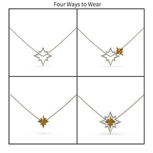 Captain Necklace Star Logo Pendent Detachable Charms 4-Way Wearing Anime Cosplay Accessories Women's Jewelry Silver