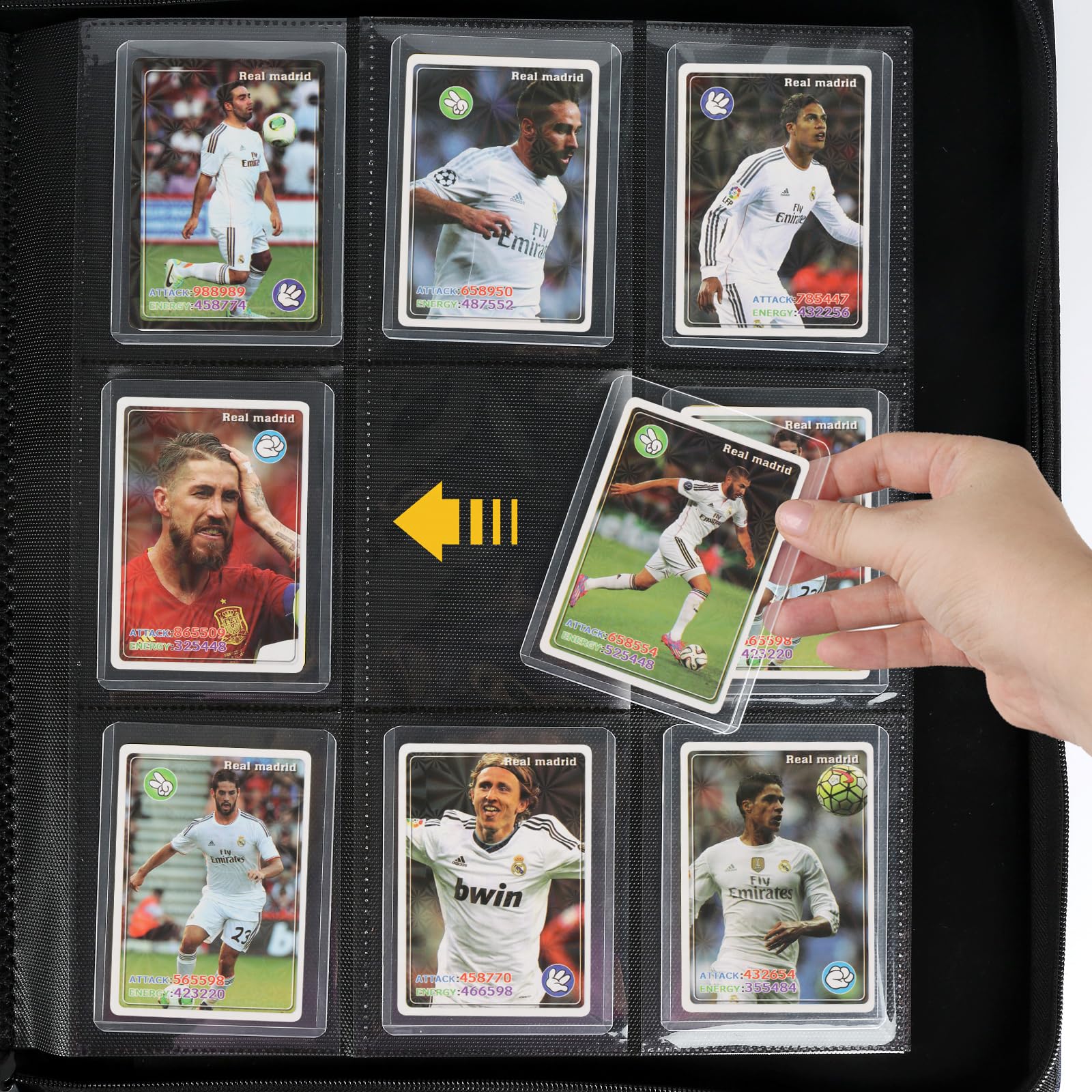 Toploader Binder,Toploader Hard Cases, 9-Pocket Pages Sleeves Hold up 288 Cards.Toploader Card Binder with Sleeves for “3×4” rigid，Card Holder(black)