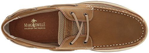 Margaritaville Men's Anchor Lace Boat Shoes-Lightweight and Durable 2 Eye Lace Up, Light Tan, 10