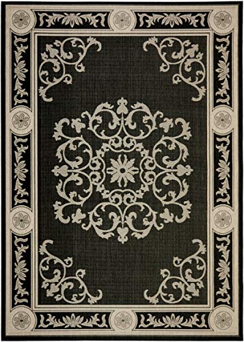 SAFAVIEH Courtyard Collection 9' x 12' Black / Sand CY2914 Indoor/ -Outdoor Waterproof Easy -Cleaning Patio Backyard Mudroom Area -Rug