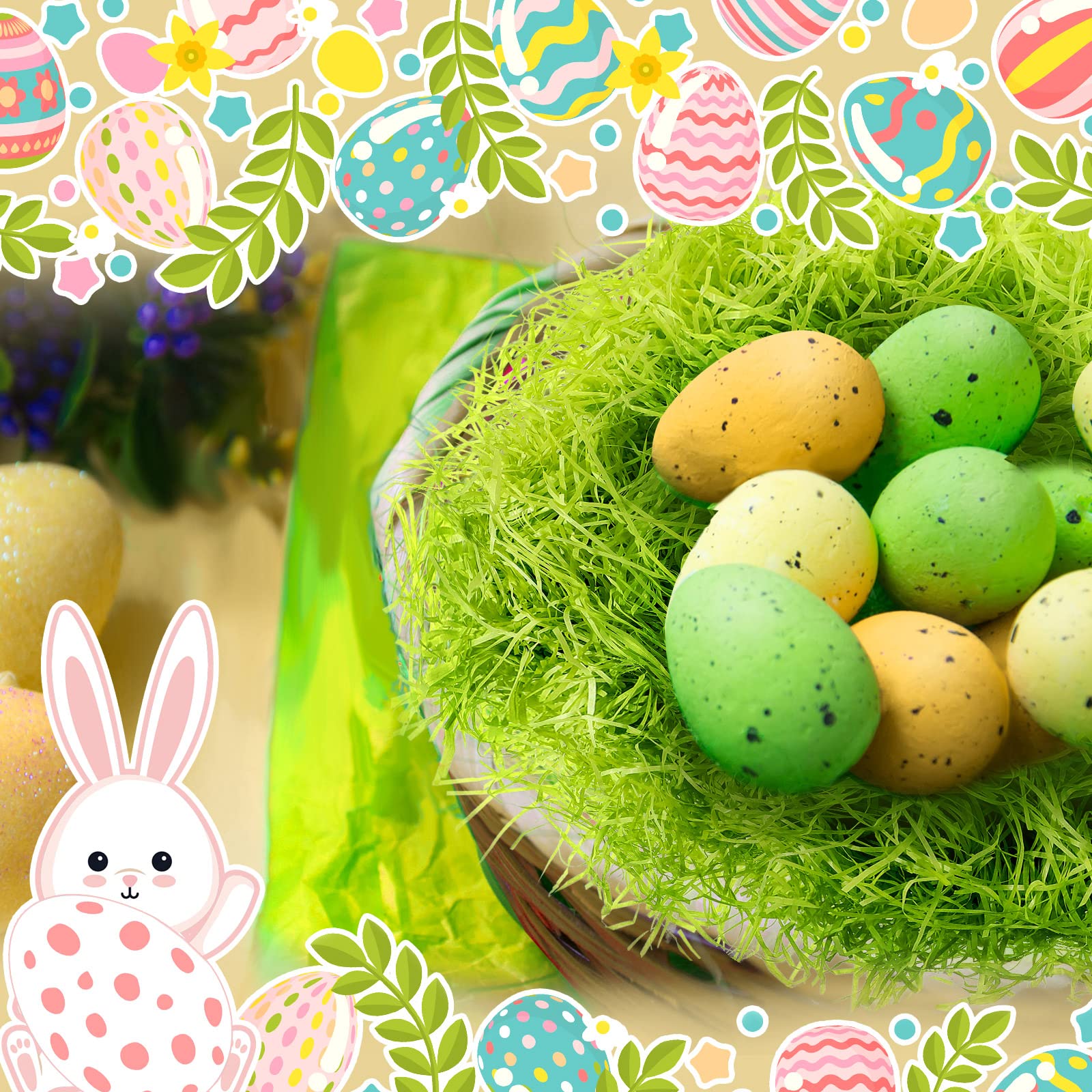 Zonon 10.6 oz/ 300 g Easter Basket Grass Filler Paper Easter Basket Stuffing Grass Bulk Shredded Tissue Easter Grass Gift Filler for Easter Egg Basket Stuffer Party Supplies DIY Candy Package (Green)