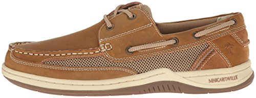 Margaritaville Men's Anchor Lace Boat Shoes-Lightweight and Durable 2 Eye Lace Up, Light Tan, 10