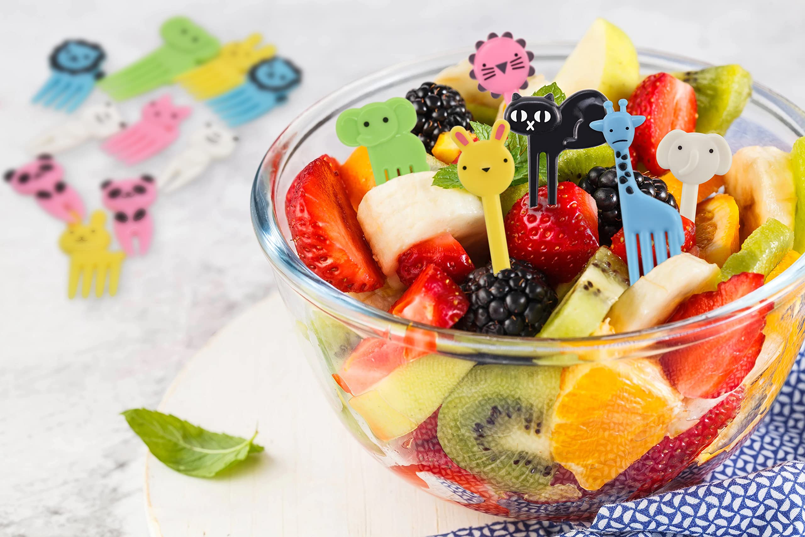 MEFIT CARE Cute Bento Box Accessories Food Picks for Kids Cocktail Forks Lunch Fun Stuff Mini Plastic Flat Toothpicks Decorativos Reusable Utensils