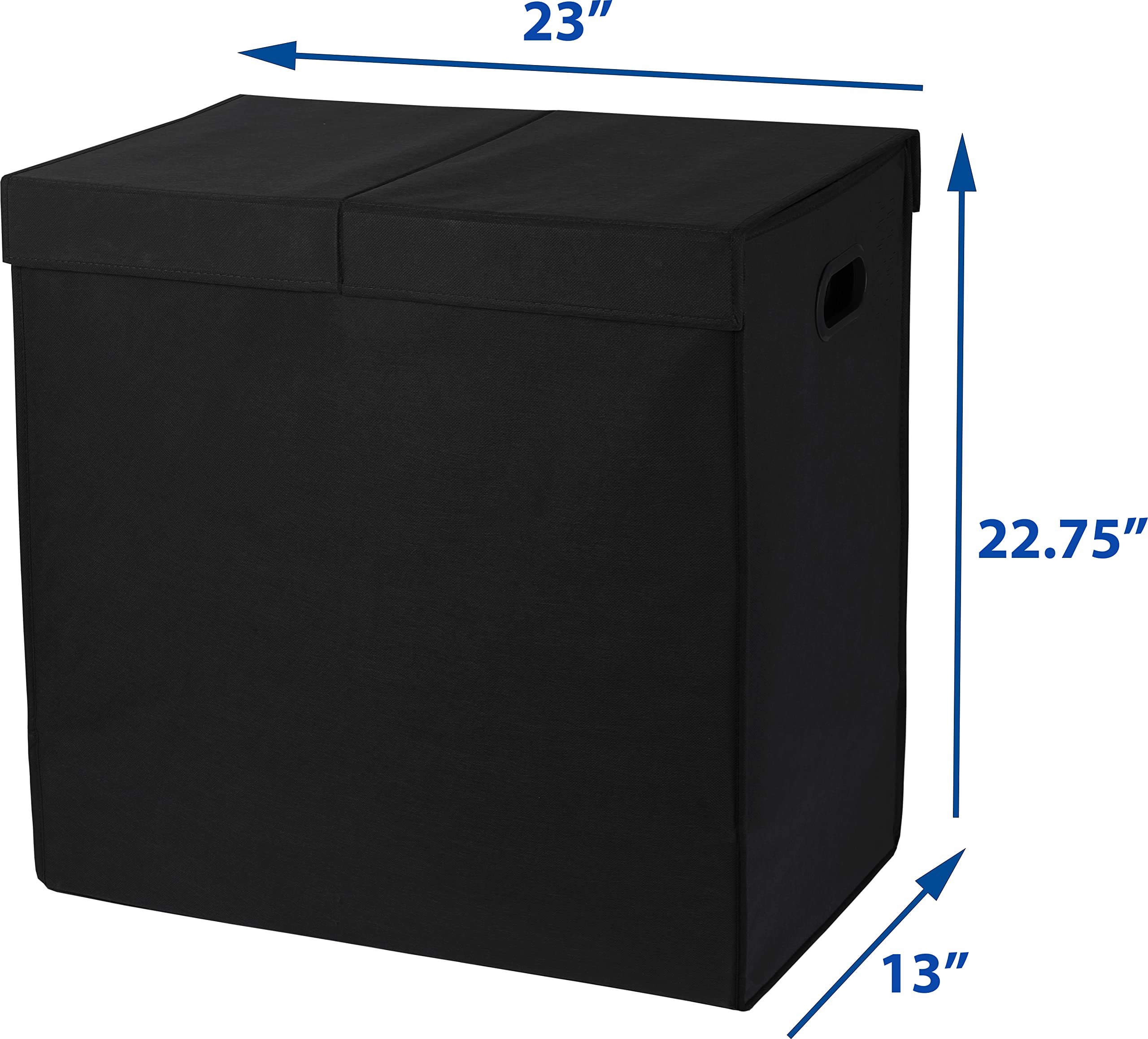 SimpleHouseware Double Laundry Hamper with Lid and Removable Laundry Bags, Black