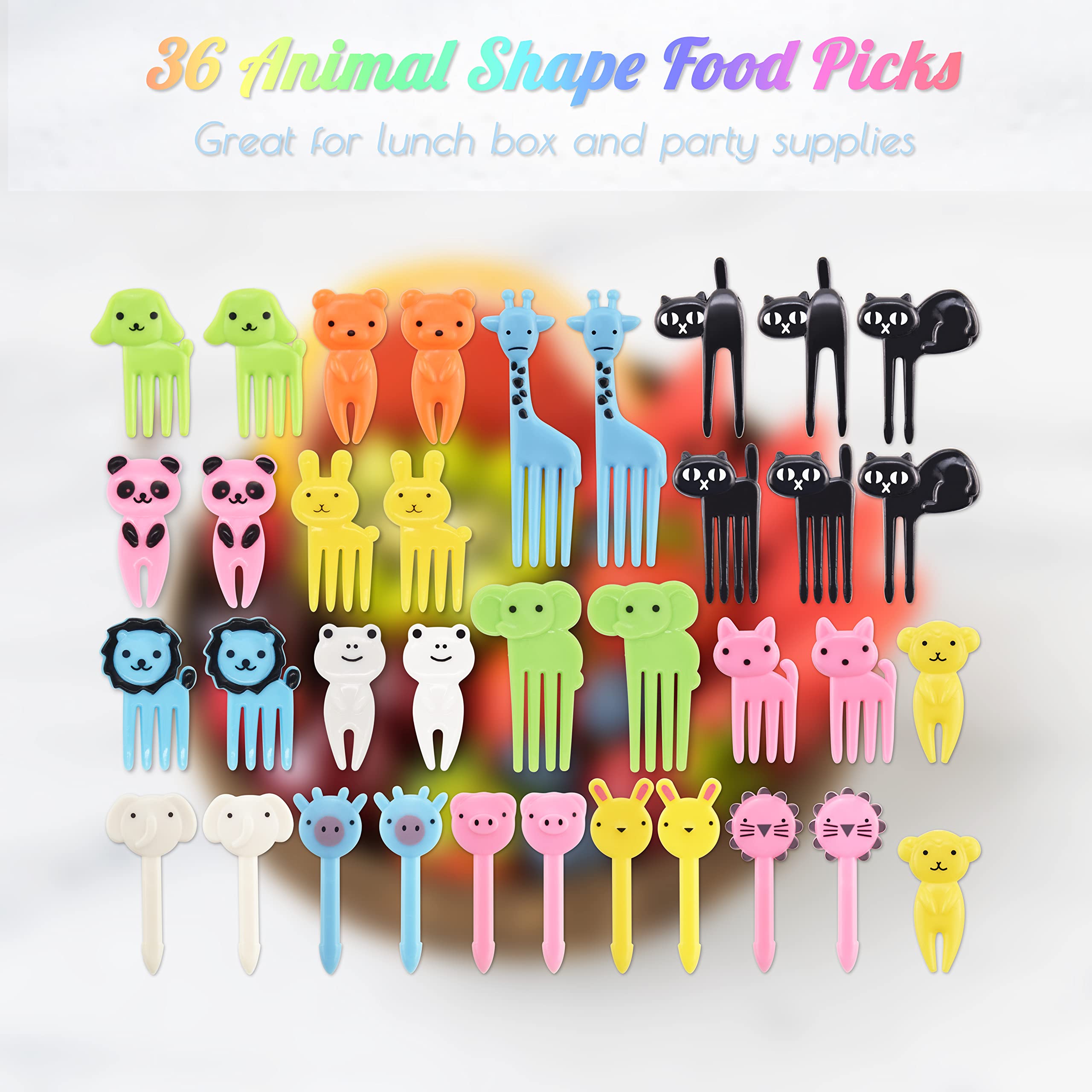 MEFIT CARE Cute Bento Box Accessories Food Picks for Kids Cocktail Forks Lunch Fun Stuff Mini Plastic Flat Toothpicks Decorativos Reusable Utensils