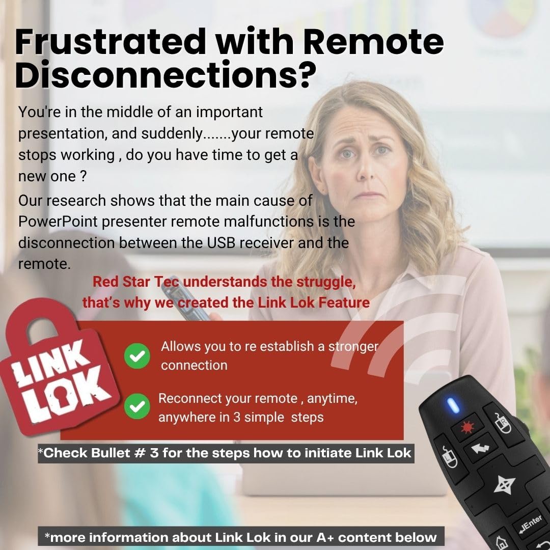 Wireless Powerpoint Presentation Remote Clicker and Keynote Presenter with Wireless Mouse (PR-820) from Red Star Tec
