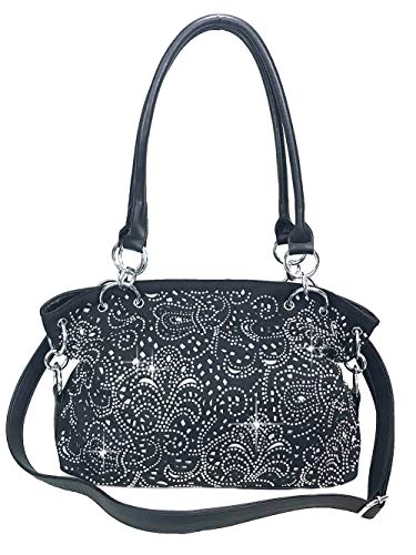 Zzfab Laser Cut Bling Purses Double handle purse Black
