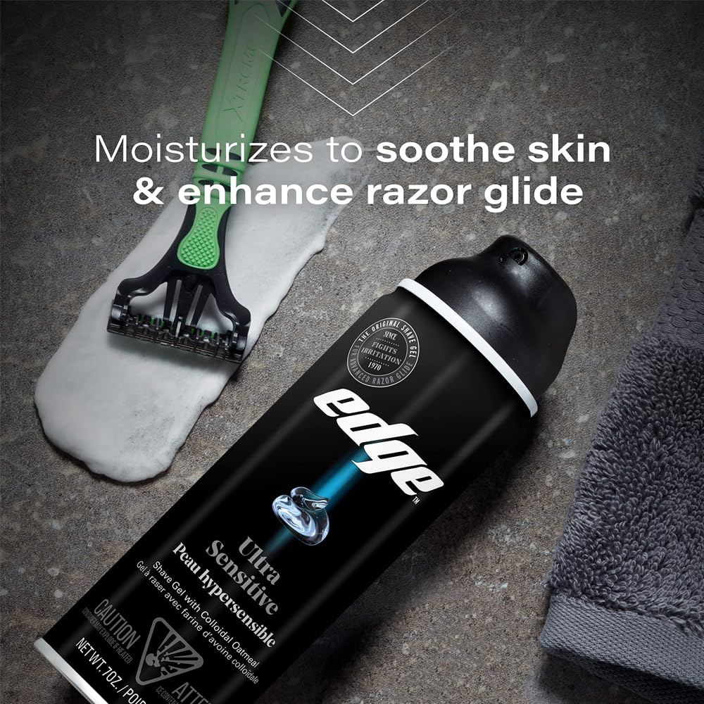 Ultra Sensitive Shave Gel Men Shave Gel by Edge, 7 Ounce