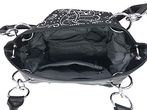 Zzfab Laser Cut Bling Purses Double handle purse Black