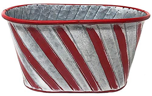 Vintage Bucket Container Planter Rustic Galvanized Metal Red Silver White Christmas Holiday Decor (Bucket)