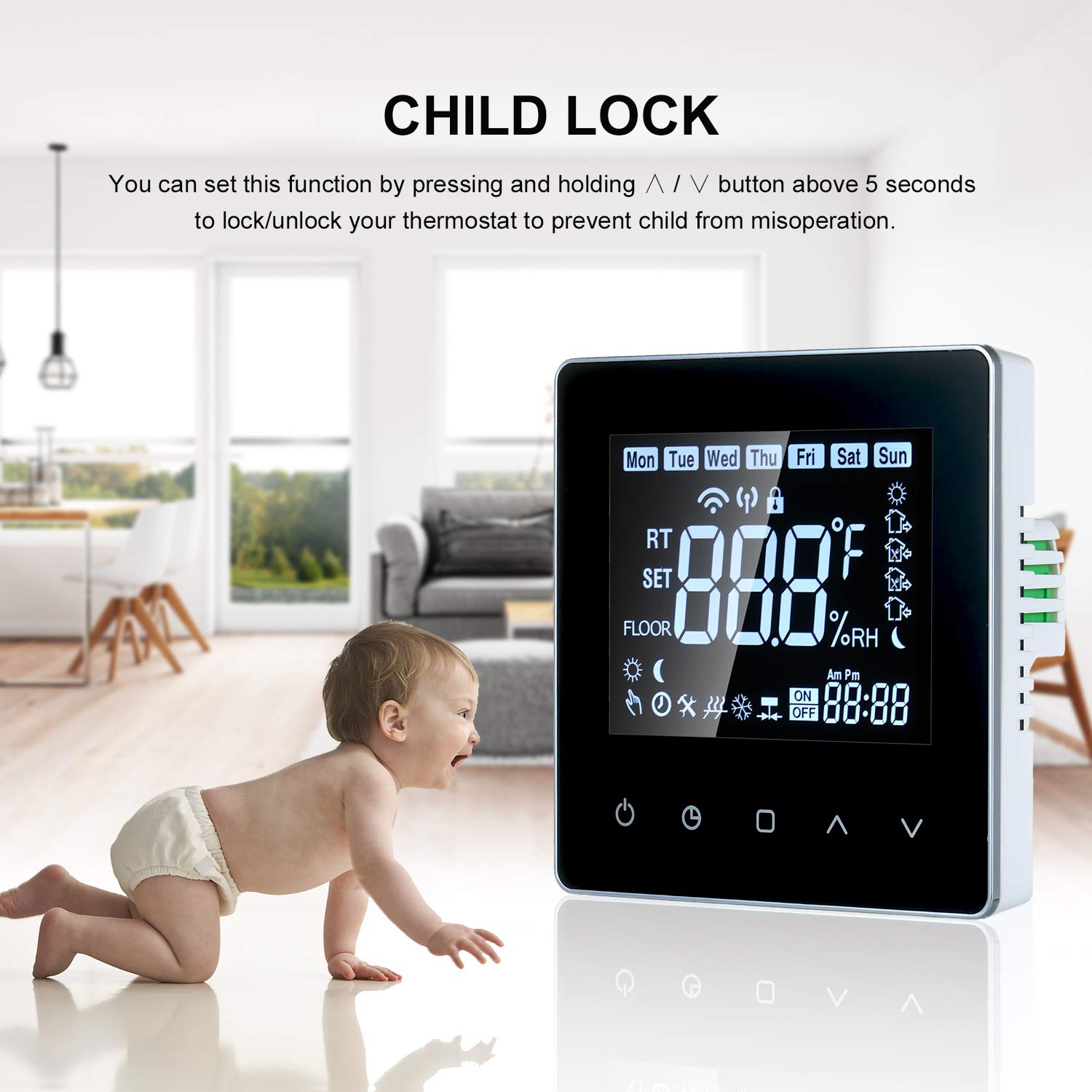 Smart Thermostat, Alexa Thermostats for home, LCD Touch-screen Programmable Thermostat with Water Heating, 3A Digital Temperature Controller for Home School Office Hotel