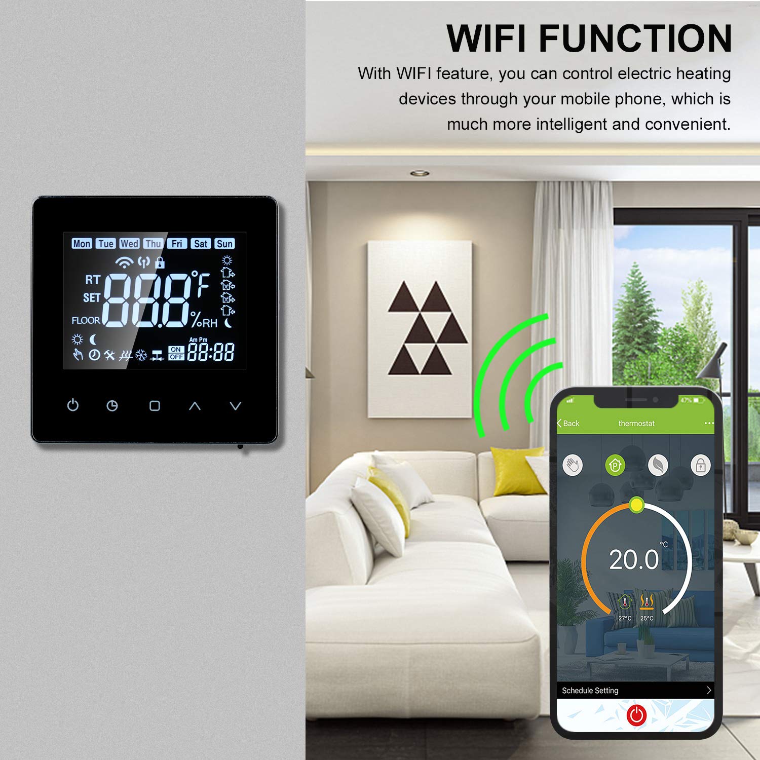 Smart Thermostat, Alexa Thermostats for home, LCD Touch-screen Programmable Thermostat with Water Heating, 3A Digital Temperature Controller for Home School Office Hotel