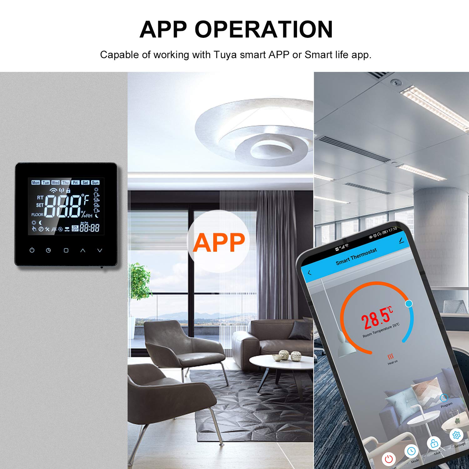 Smart Thermostat, Alexa Thermostats for home, LCD Touch-screen Programmable Thermostat with Water Heating, 3A Digital Temperature Controller for Home School Office Hotel