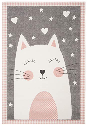 SAFAVIEH Carousel Kids Collection 5'3" x 7'6" Pink / Grey CRK134P Cat Nursery Playroom Area Rug