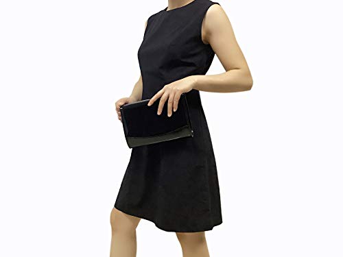 CHARMING TAILOR Patent Leather Flap Clutch Classic Elegant Evening Bag Chic Dress Purse (Black)