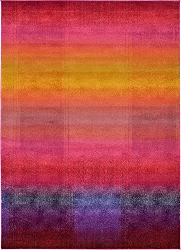 Unique Loom Estrella Collection, Gradient, Sunset, Abstract, Bright Colors Area Rug, 7 x 10 ft, Pink/Gold