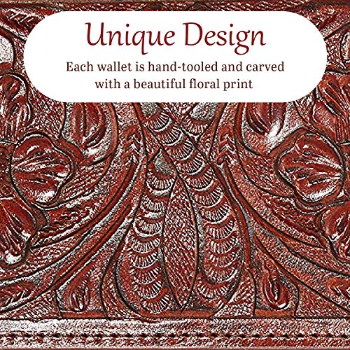 Mauzari Sydney Genuine Leather Women's Wallet β Tooled Floral Design