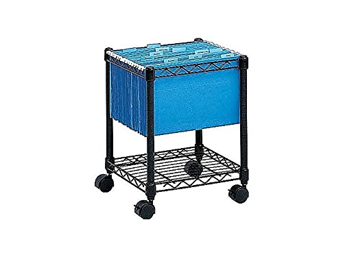 Safco Products 5277BL Compact Mobile File Cart for Letter or Legal Size Folders (Sold Separately), Black, 14"D x 15.5"W x 19.75"H