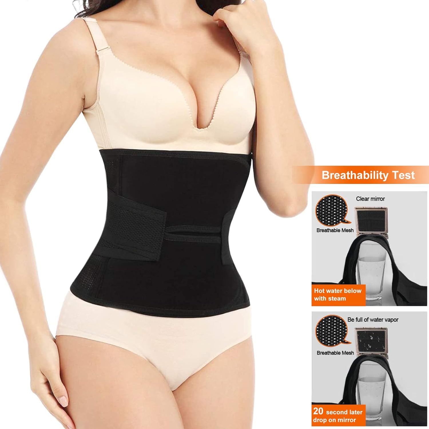 Postpartum Belly Band,C Section Belly Binder,Abdominal Binder Post Surgery Girdle,Tummy Tuck Compression Wrap Waist Trainer Black