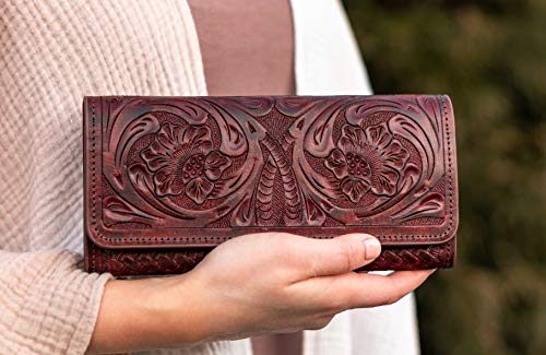 Mauzari Sydney Genuine Leather Women's Wallet β Tooled Floral Design