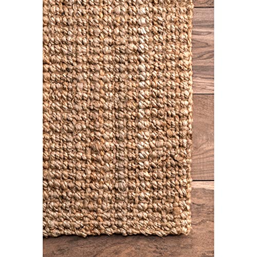 nuLOOM Ashli Solid Farmhouse Jute Area Rug, 5' x 8', Natural